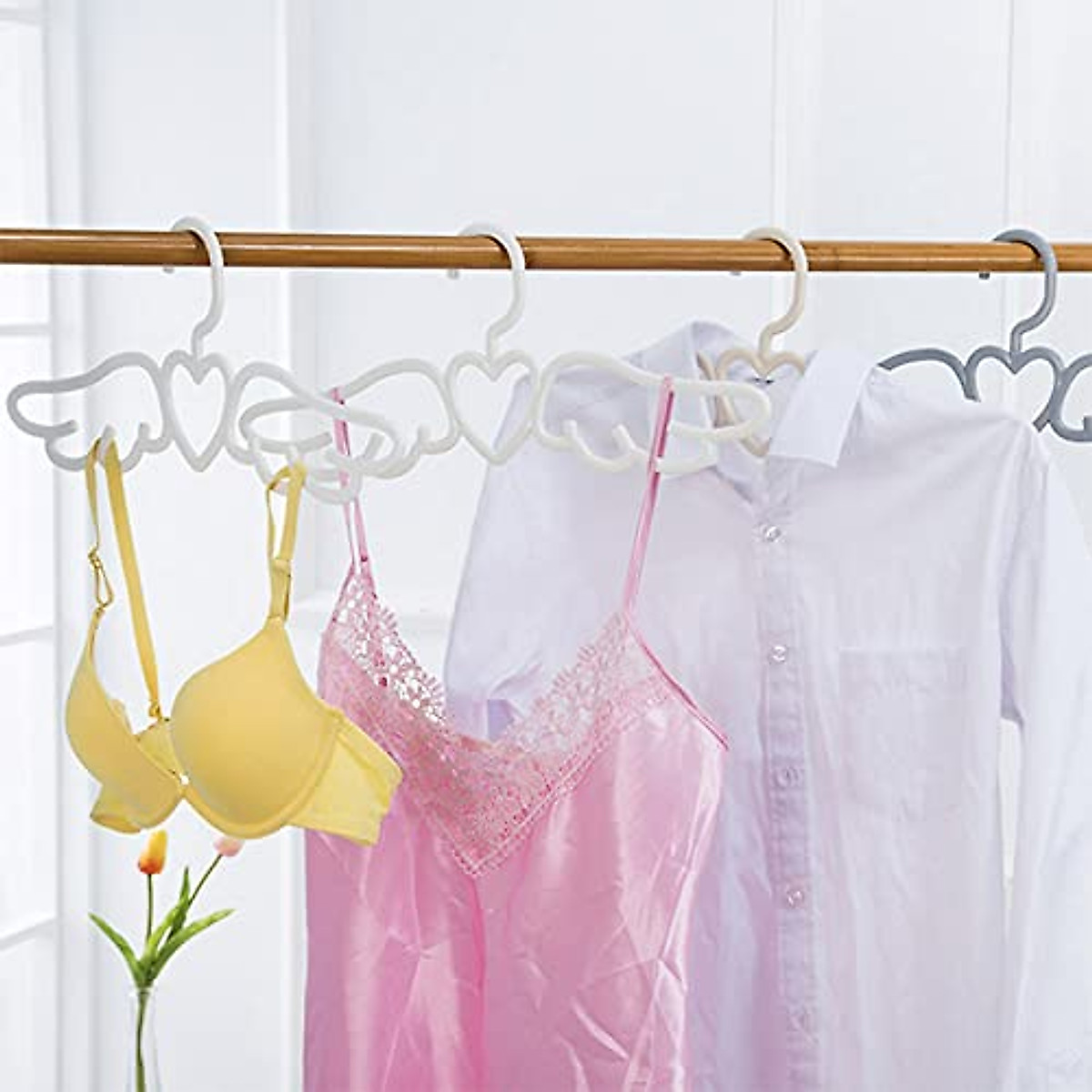 12 Pack Skirt Hangers for Women Multifunctional Clothes Hanger for Pants Shorts Underclothes Plastic Heart Hangers Cute Space Saving Hangers for Outside Closet (White)