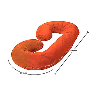 63 Inch Pregnancy Pillows, C-Shape Full Body Pillow – Egyptian Cotton Cover Orange – Pregnancy Pillows for Sleeping – Body Pillows for Adults, Maternity Pillow and Pregnancy Must Haves