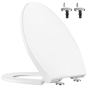 KE KING Toilet Seat, Premium Elongated Toilet Seat with Oval Cover, Easy Installation & Quick Release Toilet Seats, Soft Close Toilet Seat with Stable Hinge, Easy Cleaning- White