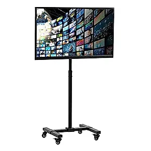 VIVO Mobile TV Cart for 13 to 50 inch Screens up to 44 lbs, LCD LED OLED 4K Smart Flat and Curved Monitor Panels, Rolling Stand, Locking Wheels, Max VESA 200x200, Black, STAND-TV07W