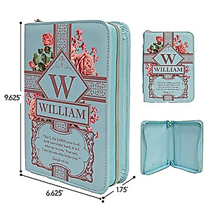 9.6x6.6 Inch Personalized Bible Cover, Custom Bible Cover – Personalized Leatherette Bible Cover and Carrying Case with Handle, Womens Bible Case - Teal (Design 3)