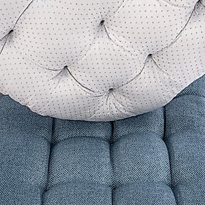 POMIU Outdoor Chair Cushions for Patio and Garden Furniture, Chair Pads Set Premium Comfortable Thick Fiber Fill Tufted Seat Floor Cover (2 Pack, 19" x 19", Dark Blue)