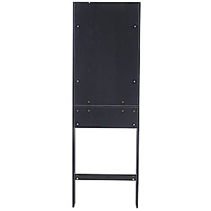 ME2 Bathroom Over The Toilet Storage Cabinet, 77'' Taller Bathroom Organizer Shelf Space-Saving Collect Cabinet with Shelves and Double Doors, Black