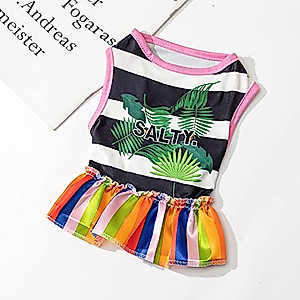 Pet Clothes Breathable Letter Printing Fashion Skirt Hem Soft Crew Neck Dress Up Polyester Puppy Cute Print Skirt for Outdoor Pet