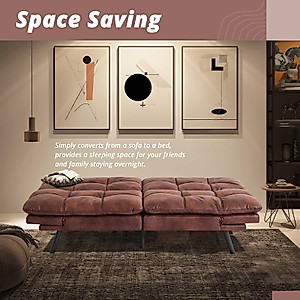 IULULU Sofa-267 Convertible Sleeper Couch Daybed with Adjustable Armrests for Studio, Apartment, Office, Small Space, Compact Living Room, Brown