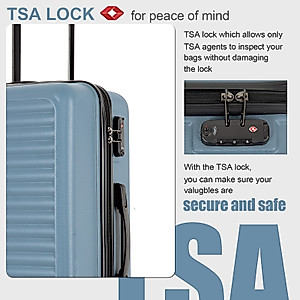 Tripcomp Luggage Sets 3piece Set Hardshell Luggage with Spinner Wheels, TSA Lock, Travel Suitcase Sets, 20 Inch Carry On, 24 Inch Mid-size, 28 Inch Large siutcase (Blue)