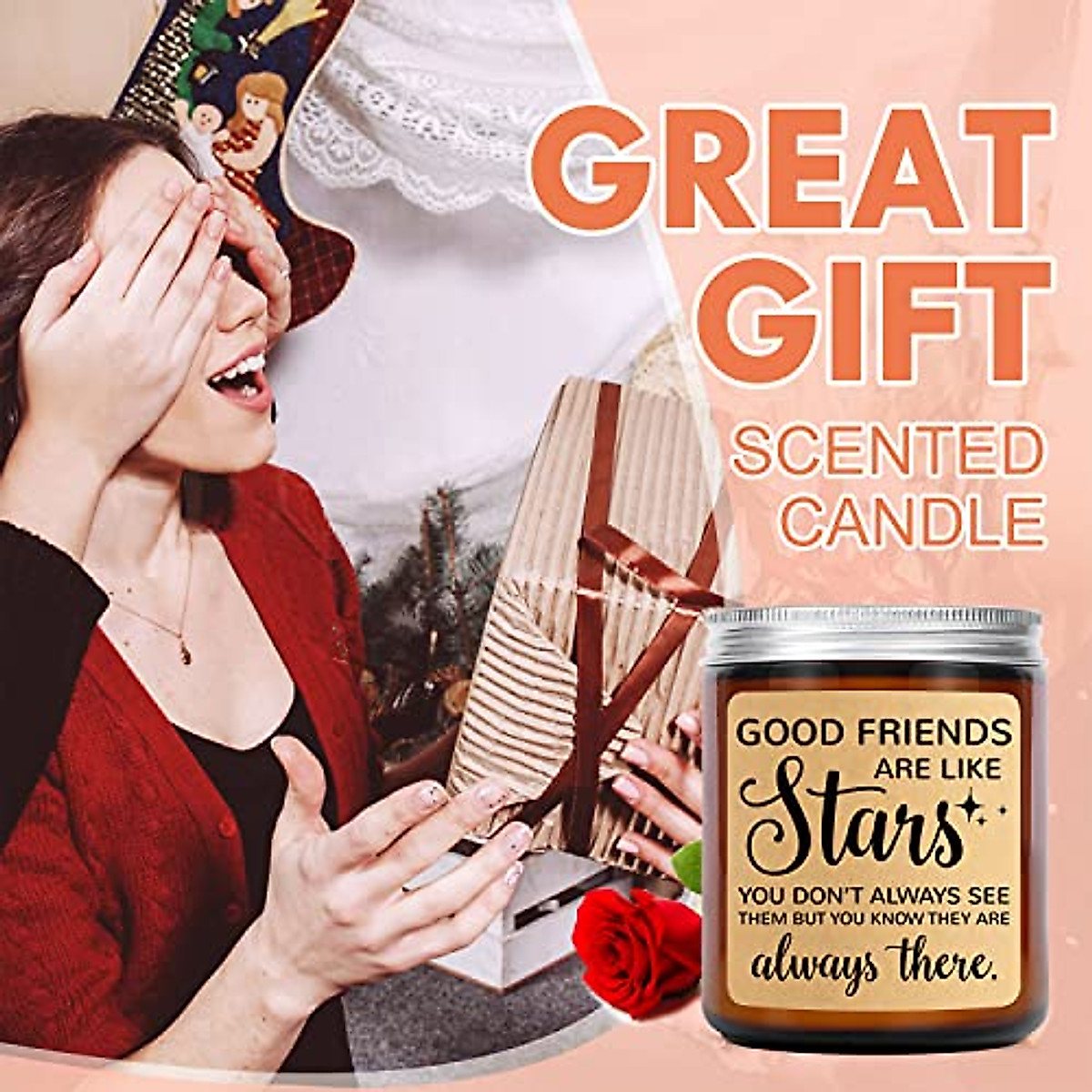 Good Friends are Like Stars Gifts - Lavender Scented Candles, Funny Birthday Christmas Gifts for Women Friends, Girlfriend, Mom, Sisters, Besties Scented Candles for Men Women