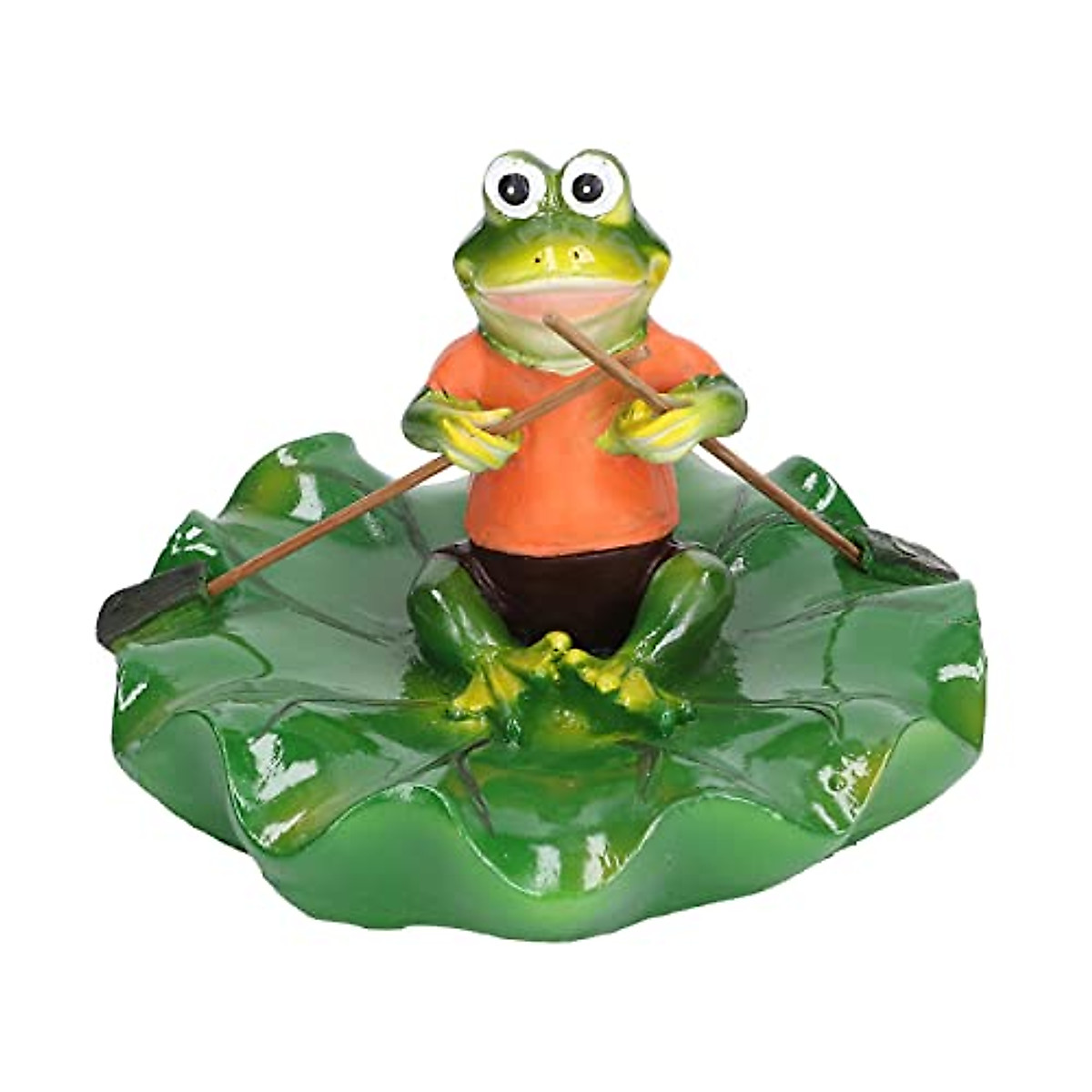 CHICIRIS Floating Leaf Frogs Ornament, Lifelike Durable Waterproof Resin Floating Frogs Leaf Exquisite High Grade Simulation for Garden Pool