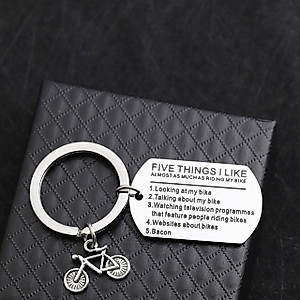 Funny Biker Gift Five Things I Like Almost As Much As Riding My Bike Keychain Cycling Gift for Bike Lover (Riding My Bike)