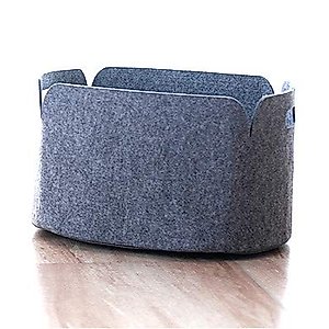 Foldable Storage Basket Bin Drawers Nature Felt Fabric with Handles for Home Office Bedroom Clothes DVD Books Cloest Organizer Strong&Large Size (Gray)