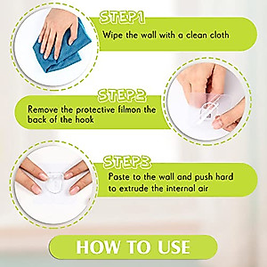 Yinkin 30 Pieces Clear Wall Hooks 15 lb (max) Adhesive Hooks for Hanging Plastic Sticky Hooks Heavy Duty Hook Transparent Drill Free Reusable for Hat Kitchen Bathroom Office, No Trace No Scratch