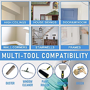 Multi-Angle Paint Brush Extender, Extension Pole Attachments for Paint Brushes and Rollers, with Rotating Head, Great for High Ceilings, Corners, Edges
