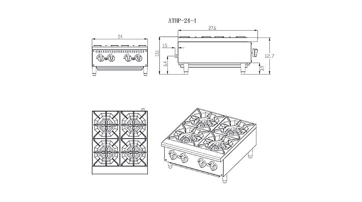 Cook Rite 24” Commercial Gas Cook Stove | 100,000 BTU