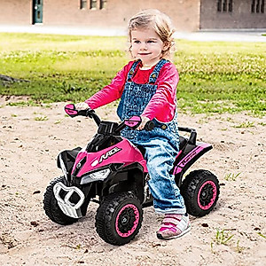 Aosom NO Power Kids Ride On Push Car, Ride Racer, Foot-to-Floor Sliding Car, Walking ATV Toy with Music, Lights, for 1.5-3 Years Old, Pink