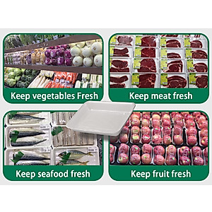 RIKICACA White Foam Meat Tray (25pcs/Pack - 8.3" x 5.9" x 1.2") with White Meat Absorbent Pad, Disposable Standard Supermarket Food Tray