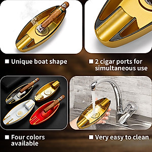 CIGARWONG Cigar Ashtray with 2 Cigar Holder Portable Travel Ashtray Unique for Outdoors Indoors