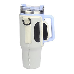 Tzou 40OZ Bottle Pouch Holder with Adjustable Shoulder StrapNeoprene Water Bottle Holder for Hiking Travelling Camping Polyester Light Gray