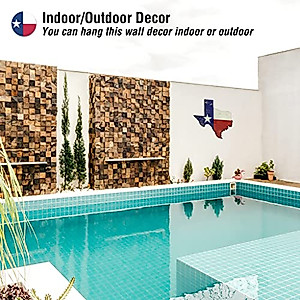 Tegik Texas Decor, Texas Wall Art, Retro State Flag Map Metal Sign for Porch Garage Men’s Room Decoration 16.5 Inch