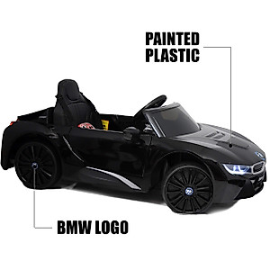 Americas Toys Compatible with BMW - Electric 12V Battery Remote Control Car - Kids Ride On Toys with 2 wheels Driving, Sound Buttons, Leather Seat, MP3 System for Music, Story and Education Horn Black