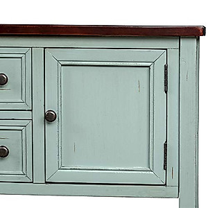 Danxee Wood Buffet Storage Cabinet Console Table with Storage Shelf 4 Storage Drawers and Cabinets Living Room Kitchen Dining Room Furniture (Antique Blue)
