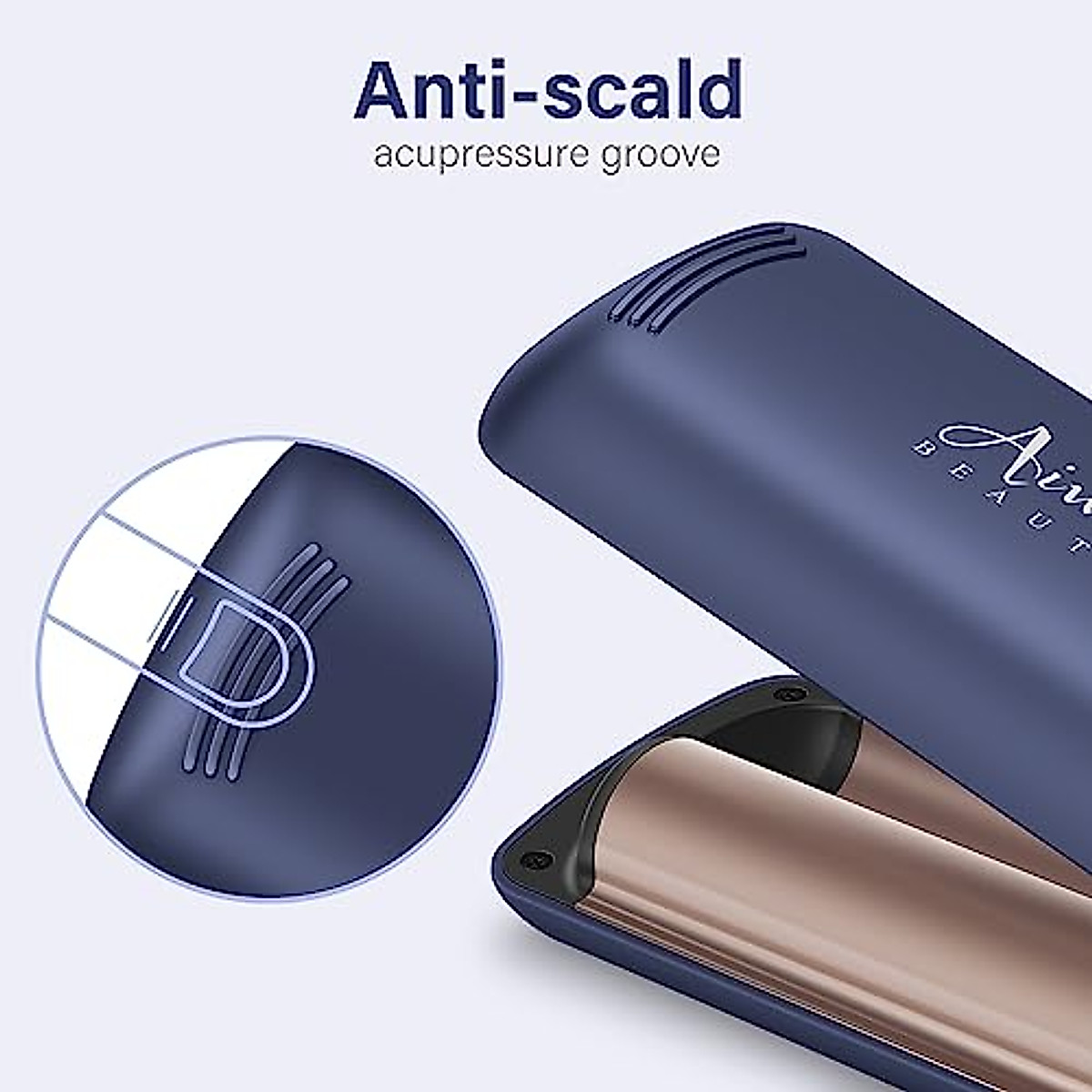 32mm (1.25") Aima Beauty Twins Mermaid Hair Waver, Anti-Scald Hair Crimper 2 Barrel, Beach Wave Curling Iron, Curling Wand with Storage Lock 15S Heats Up for Short/Medium/Long Hair Prussian Blue