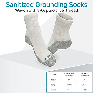 TRU47 Grounding & Earthing Products | Quarter Socks Grounding Socks | Silver Infused Socks | Breathable Socks Made With 99.99% Pure Silver Thread and Merino Wool (Medium, Quarter)