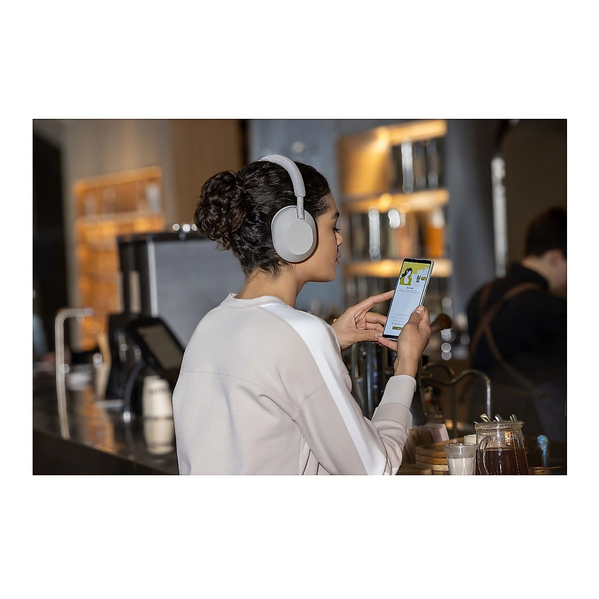 Sony WH-1000XM5 Wireless Noise Canceling Over-Ear Headphones (Silver) WLA-NS7 Wireless TV Adapter Bundle - (SNWH1000XM5S WLA-NS7) - (2 Items) (Renewed)