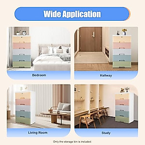 Plastic Drawers Storage Cart Mobile Cabinet with Casters, 5 Drawer Stackable Vertical Storage Tower Tall Chest Closet, Large Containers Organizer Unit (12"D x 18"W x 33"H - Multicolor1)