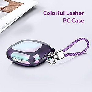 Beats Fit Pro Case Cover,AIRSPO Clear Lasher Hard PC Protective Case for Apple Beats Fit Pro 2021 Shockproof Beats Fit Pro Earbuds Case Cover with Keychain (Glittery Purple)