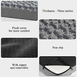 Sivomens Dog Bed, Dog Beds for Large Dogs Washable, Dog Crate Pads with Removable Cover & Faux Fur, Soft Plush Memory Foam Orthopedic Dogs Bed Mat, Supports Dogs Up to 55 Lbs, 35*22*3, Grey, large