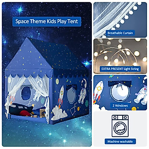 Kids Play Tent Playhouse Indoor Outdoor Boys Toddler Large Castle Play House Spaceship Tent, Outer Space Rocket Blue