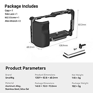 SMALLRIG ZV-E10 Cage with Silicone Handle and Built-in Threaded Holes, Cold Shoe and Quick Release Plate for Sony ZV-E10-3538