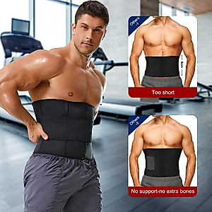 MOLUTAN Waist Trainer for Men Waist Trimmer with Adjustable Sweat Belt Back Support Corset Compression Girdle Sauna Suits Black