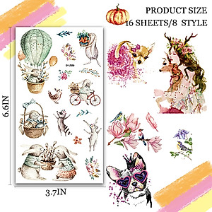 Rub on Transfers for Crafts, 16Sheets Animals and Gilrs Rub on Transfer Stickers Rub on Stickers Transfer Stickers Rub on Transfer Rub on Transfer Paper Transfers for Crafts for Junk Journa