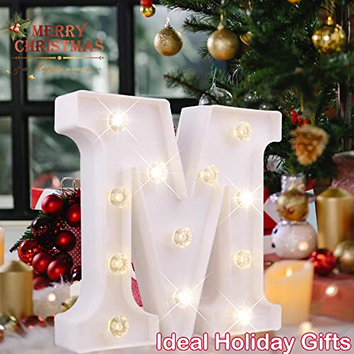 White LED Marquee Letter Lights, Diamond Bulb Marquee Light Up Letters for Christmas Wedding Decorations, Lighted Letter Sign Night Light for Girls Bedroom Birthday Party Wall Decor-V