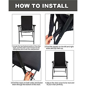 Deisy Dee Patio Dining Chair Covers, Outdoor Steel Sling Folding Chair Covers, Garden Metal Chair Covers (1, Purple Tree)