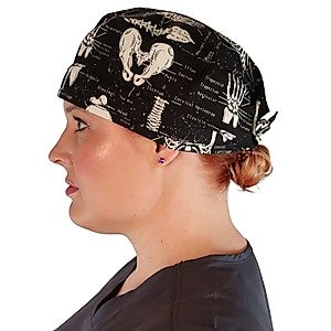 Sparkling EARTH Human Body Skeleton (Glows in The Dark) - Unisex Classic Surgical Style Scrub Working Cap - - 100% Cotton - Made in USA!