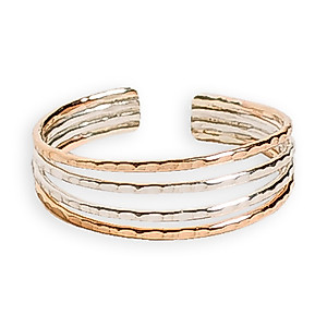 Toe Ring | Four Strand .925 Sterling Silver & 14K Gold Fill | Adjustable Ring For Foot Or Midi | Women, Girls, Or Men | Attire for Your Toes