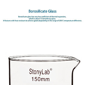 stonylab Crystallizing Dish with Spout and Heavy-Duty Rim, Borosilicate Glass Reusable Crystallizing Dishes for Crystallization and Evaporation, 1 Liter Capacity OD 150mm