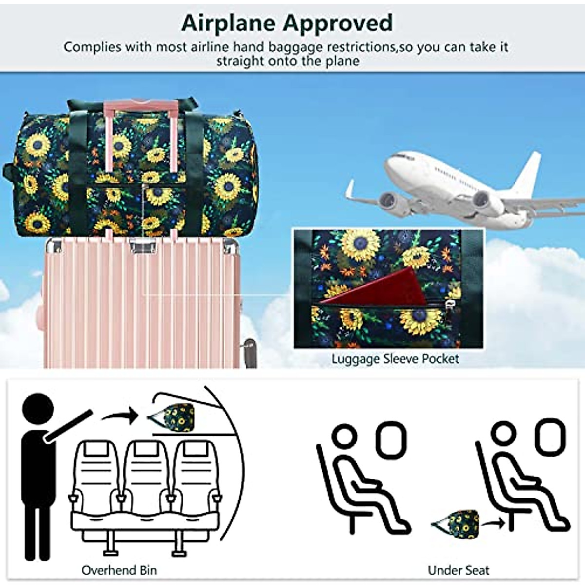 Gym Bag for Women, Small Sport Duffel Bag for Yoga Swim Dance, Gyms and Weekend Getaway,Gymbag Waterproof Dufflebag with Shoe and Wet Clothes Compartments,Carryon Overnight