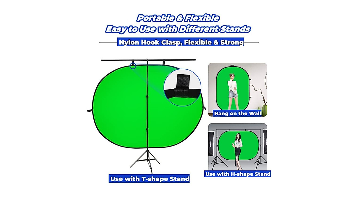 Portable Double-Sided Green Screen for Streaming & Videos