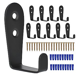 Sankoly 10 Pieces Individual Coat Wall Hook Heavy Duty Wall Hook Towel Hook with Screws and Anchor Black Wall Hooks for Kitchen, Bathroom, Bedroom, Foyers, Hallways
