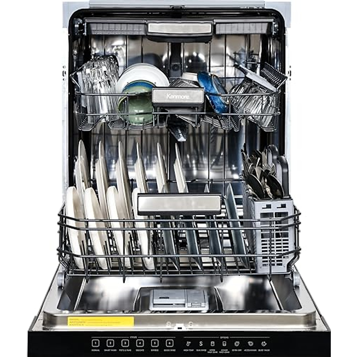 Kenmore 24" Built-In Stainless Steel Tub Dishwasher with EasyFlex 3rd Rack, SmartWash, UltraWash Plus, TurboDry, and MoreSpace Adjustable Rack, Energy Star Certified, Black