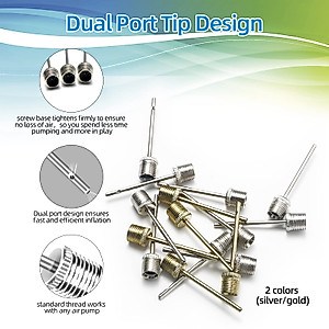 16PCS Air Pump Needle, Dual-Port Inflation Needles, Air Inflation Needle for Football Basketball Soccer Ball Volleyball Rugby Balls and Other Sports Balls Replacement Needles with Portable Storage Box