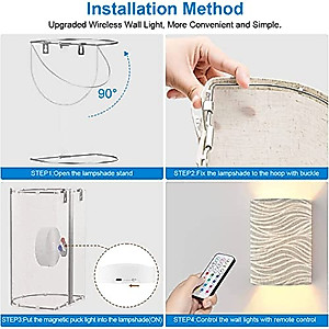 CAKOJV188 Battery Operated Wall Sconces Wireless Wall Lamp Fixtures saemless Abstract Grey White Dimmable Wall Lights for Bedroom Living Room Hallway Set of 2