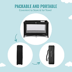 Dream On Me Nest Portable Play Yard With Carry Bag And Shoulder Strap, Black