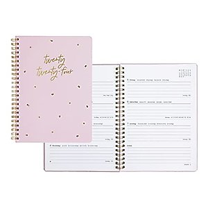 Letts Celebrate Weekly/Monthly Planner, 12 Months, January to December, 2024, Gold Twin-Wire Binding, A5 Size, 8.25" x 5.875", Multilingual, Rose (C082185-24)