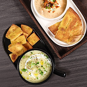 Wareland Soup Bowl with Handle & Salad Plate, Soup and Sandwich Plate Combo, 18oz Soup Mug/Cup for Cereal, Ceramic Pasta Plate for Appetizer, Dessert, Rice, Dishwasher & Microwave Safe, Bright Black