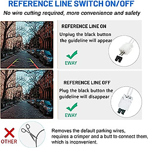EWAY Backup Rear View Spare Tire Mount Camera for Jeep Wrangler 2007-2018 with 4.3" Anti-Glare Mirror LCD Monitor Reverse Camera with Removable Guideline