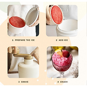 Ice Shaver, snow cone maker, portable crushed shaved ice machine, hand crank,manual ice crusher, small countertop grinder for home use,for kids, free Ice Cube Trays, BPA Free,white